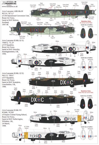 Xtradecal 1/72 decal Post-War Avro Lancaster (see also Freightdog ASR ...